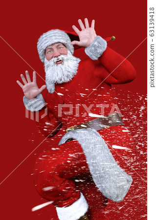 Santa Claus surprised by the snow with his... - Stock Illustration ...