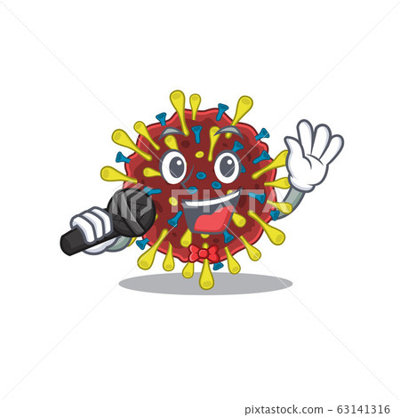 Cute corona virus molecule sings a song with a... - Stock Illustration ...