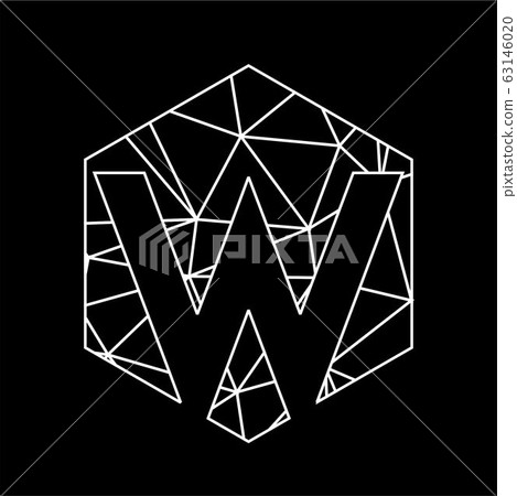 w geometric triangle blockchain font - Stock Illustration [63146020 ...