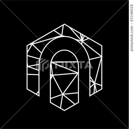 n geometric triangle blockchain font - Stock Illustration [63146026 ...