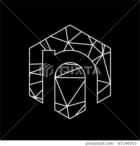 n geometric triangle blockchain font - Stock Illustration [63146053 ...