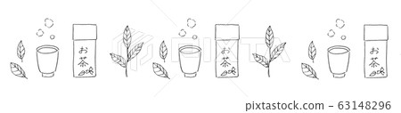 Tea set line - Stock Illustration [63148296] - PIXTA