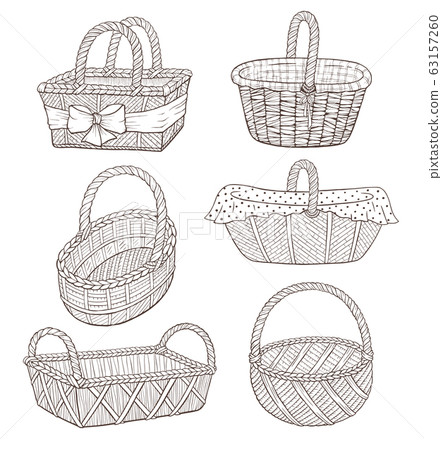 hand drawn basket vector illustration - Stock Illustration [63157260 ...