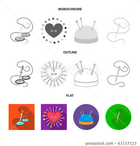 Isolated object of pin and sewing logo. Set of... - Stock Illustration ...