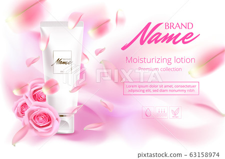 Advertising poster for cosmetic product with rose - Stock Illustration ...