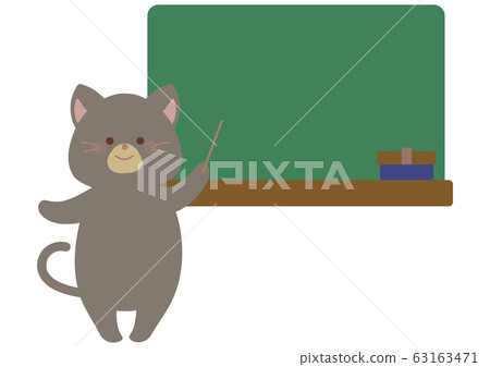 Illustration of cat explaining on blackboard - Stock Illustration ...