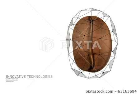 3D coffee bean realistic business idea. Low... - Stock Illustration ...