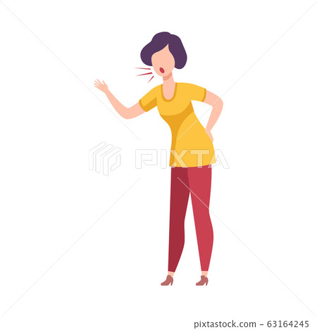 Furious Woman Character Yelling, Rude Angry... - Stock Illustration ...