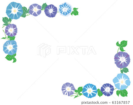 Blue morning glory corner frame - Stock Illustration [63167857] - PIXTA