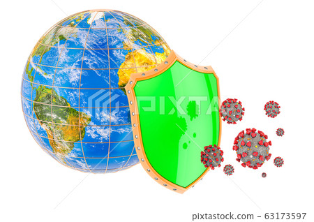 Earth Globe with shield. Protection of Earth Globe - Stock Illustration ...
