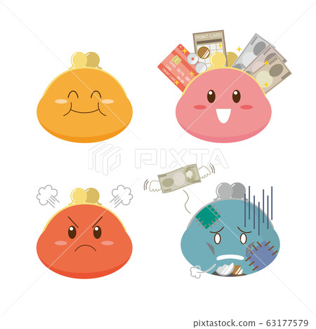 Pouch Purse Character Expression Set - Stock Illustration [63177579 ...