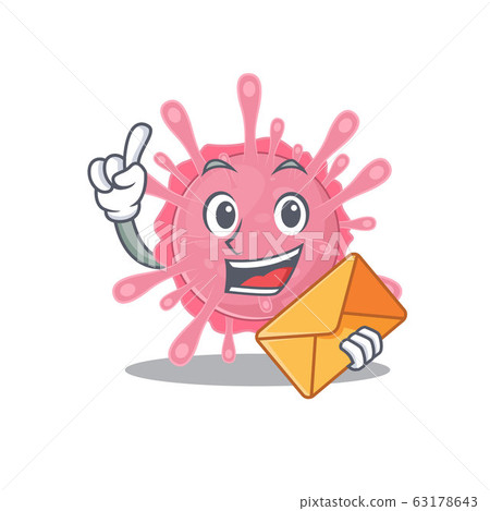 Cute face corona virus germ mascot design with... - Stock Illustration ...