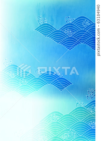 Ocean wave Japanese paper background - Stock Illustration [63184940 ...