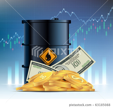 Barrel of crude oil, dollar currency - Stock Illustration [63185088 ...