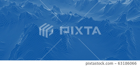 Abstract 3d wire-frame landscape. Blueprint style - Stock Illustration ...