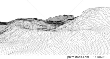 Abstract 3d wire-frame landscape. Blueprint style - Stock Illustration ...