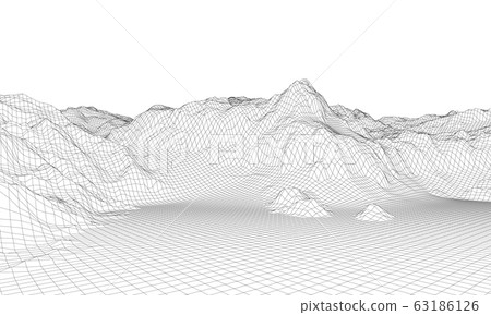 Abstract 3d wire-frame landscape. Blueprint style - Stock Illustration ...