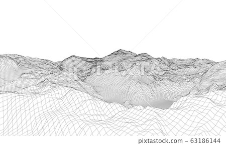 Abstract 3d wire-frame landscape. Blueprint style - Stock Illustration ...