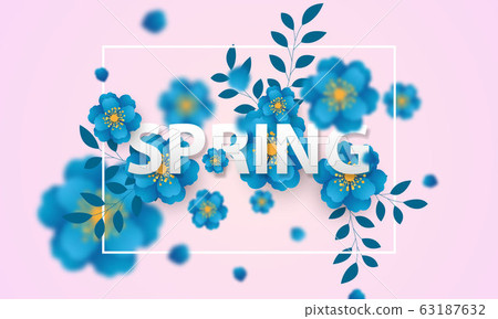 Design banner frame flower Spring background with - Stock Illustration ...
