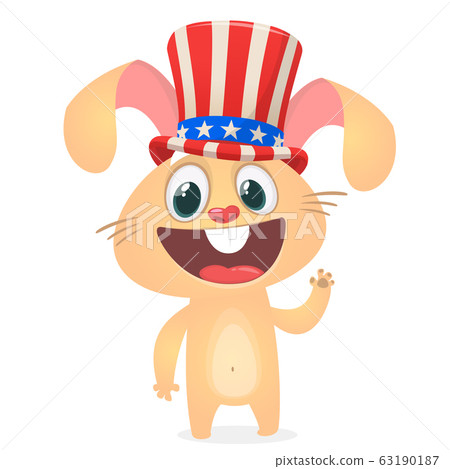 Happy 4th of July. Cartoon bunny rabbit - Stock Illustration [63190187 ...