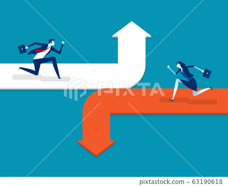 Running on the different arrow opposite direction. - Stock Illustration ...