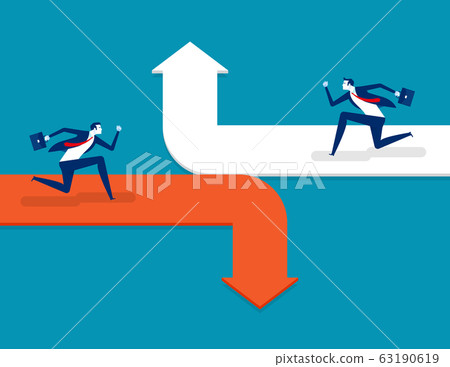 Running on the different arrow opposite direction. - Stock Illustration ...