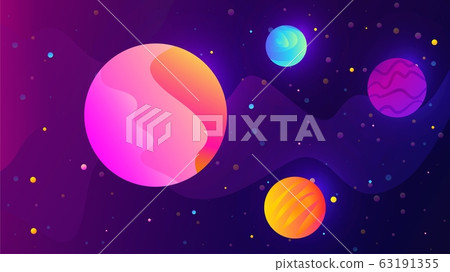Horizontal space background with planets and... - Stock Illustration ...