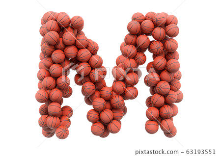 Letter M from basketball balls, 3D rendering - Stock Illustration ...