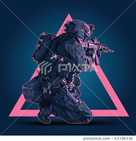 Vector Policeman Tactical Shoot Illustration. - Stock Illustration ...