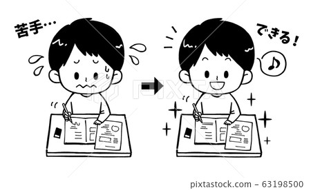 Children studying poor → success line drawing - Stock Illustration ...