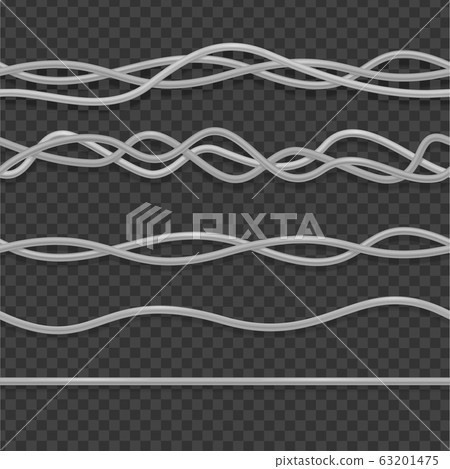 Realistic 3d Detailed Wire Cable White Set. Vector - Stock Illustration ...