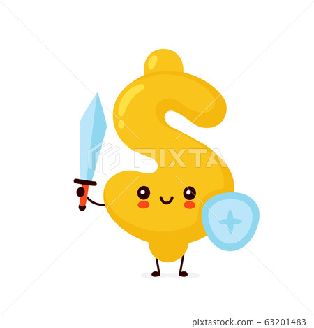 Cute happy dollar sign character - Stock Illustration [63201483] - PIXTA