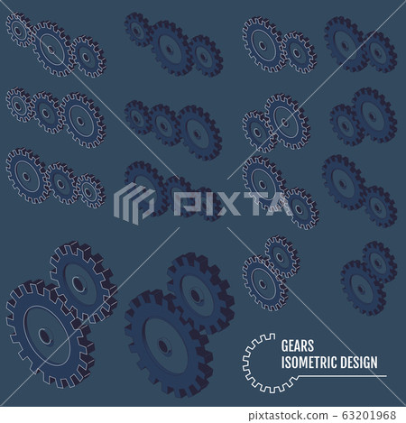 Modern vector illustration of isometric gears... - Stock Illustration ...