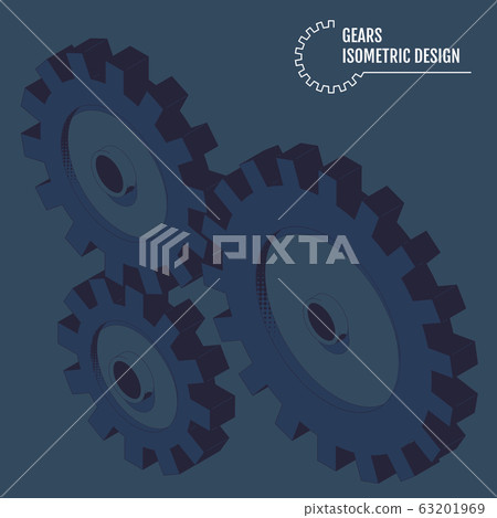 Vector illustration of isometric gears on the...-插圖素材 [63201969] - PIXTA圖庫