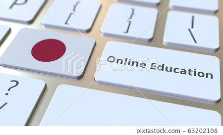 Online Education text and flag of Japan on the... - Stock Illustration ...