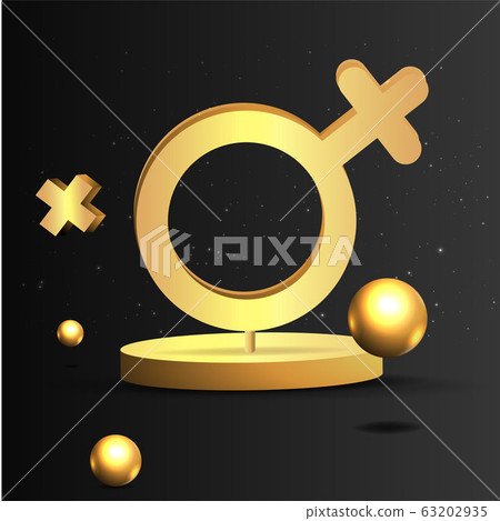 3d golden realistic gender women symbol, with - Stock Illustration ...