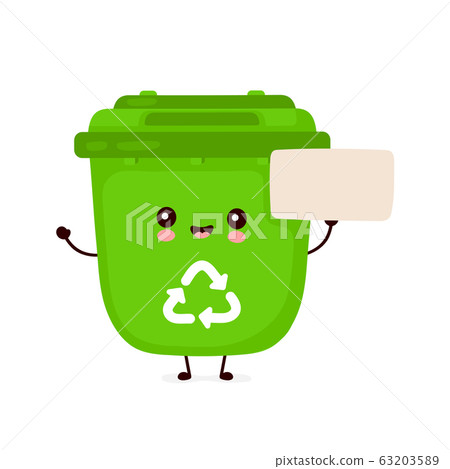 Cute happy smiling trash bin with empty sign - Stock Illustration ...