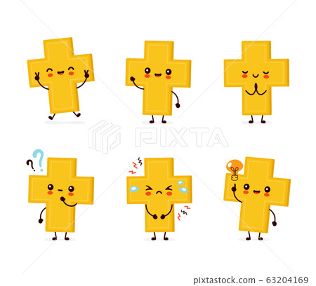 Cute happy smiling christian cross - Stock Illustration [63204169] - PIXTA