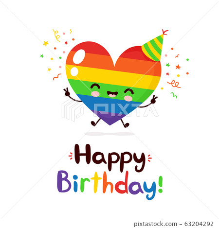 Cute happy smiling rainbow heart character - Stock Illustration ...