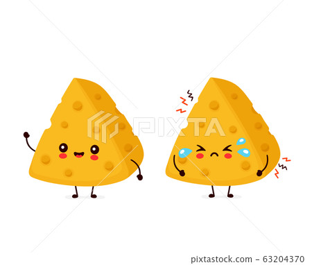 Cute happy smiling and sad cry cheese - Stock Illustration [63204370 ...