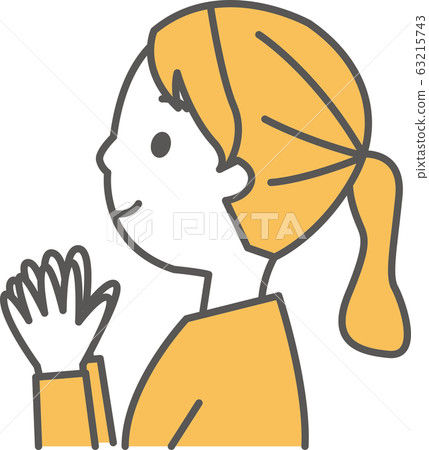Female pose, clapping hands, smiling, simple - Stock Illustration ...