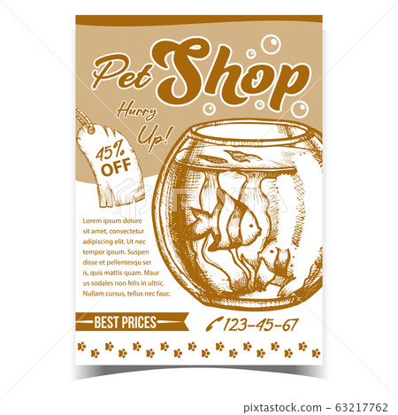 Pet Shop Aquarium On Advertising Poster Vector - Stock Illustration ...