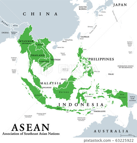 ASEAN member states, political map. Association... - Stock Illustration ...