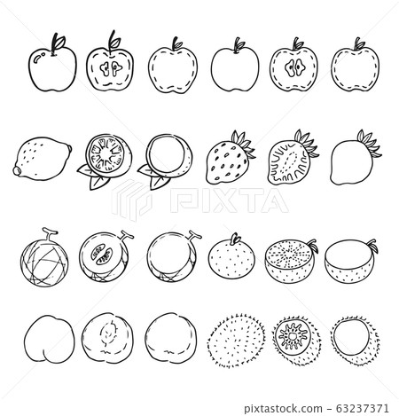 Fruit illustration set line drawing, sketch,... - Stock Illustration ...