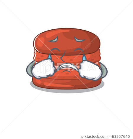 A Crying cherry macaron cartoon mascot design...-插圖素材 [63237640] - PIXTA圖庫