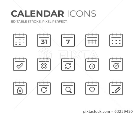 Calendar Date Line Icons Set - Stock Illustration [63239450] - PIXTA
