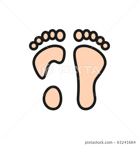 Flat foot flat color line icon. Isolated on... - Stock Illustration ...