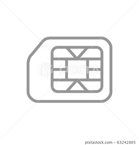 Sim card line icon. Phone chip, mobile slot symbol - Stock Illustration ...