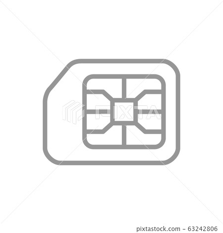 Sim card line icon. Digital chip, mobile slot... - Stock Illustration ...