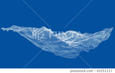 Abstract 3d wire-frame landscape. Blueprint style - Stock Illustration ...